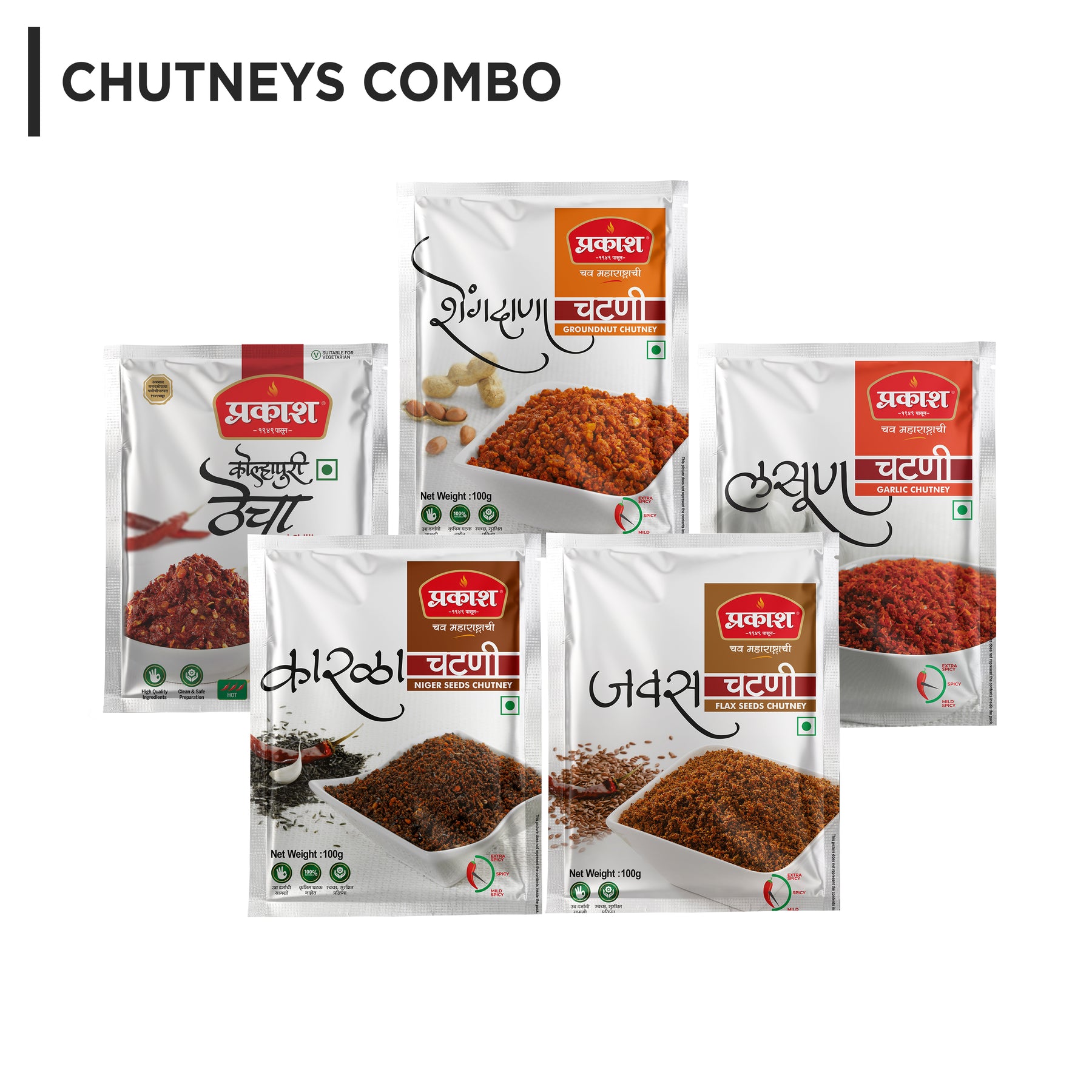 Buy Best Chutneys Combo Online – Prakash Kolhapuri Masale